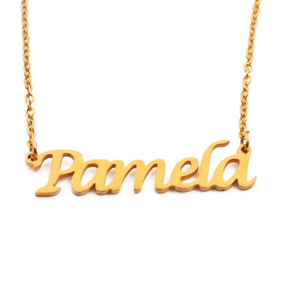 PAMELA Collier de nom personnalisé 18k Or Rose / Plaqué Or - Etsy France