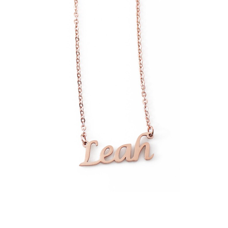 LEAH Rose Gold Name Necklace Personalized Jewellery Free - Etsy