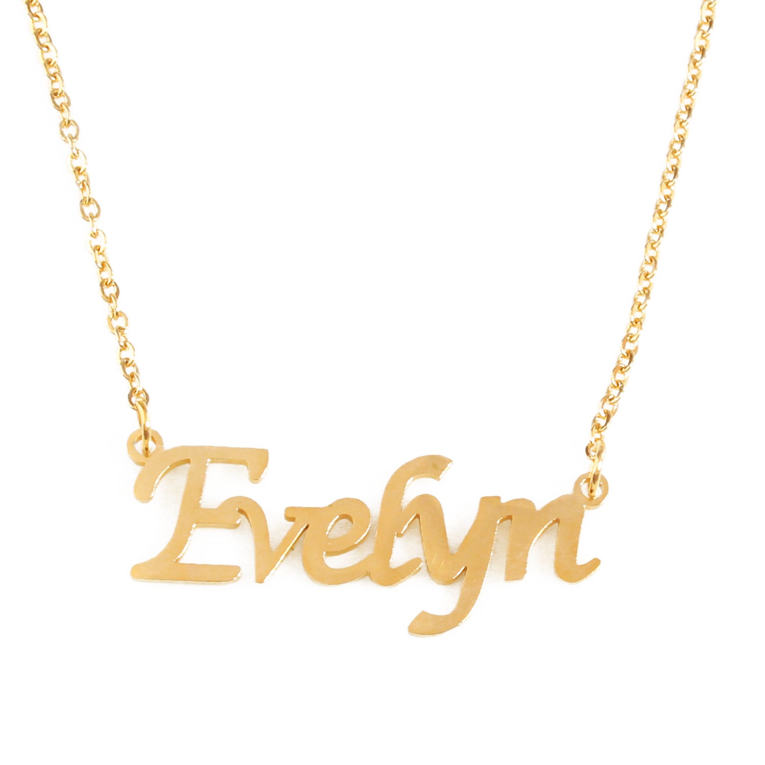 Evelyn Nombre Collar 18ct Chapado en Oro Caja y Bolso de - Etsy España