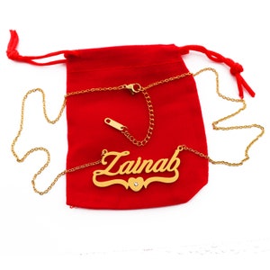 Zainab Name Necklace - Personalized Custom Made Heart Shaped - 18ct ...