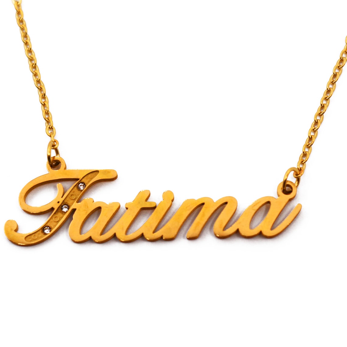 Fatima Name Necklace Italic Personalized Jewellery Gold - Etsy