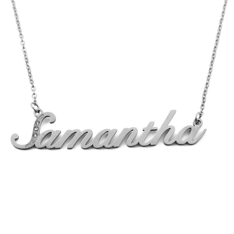 Samantha Name Necklace Italic Personalized Jewellery Gold Tone, Silver ...