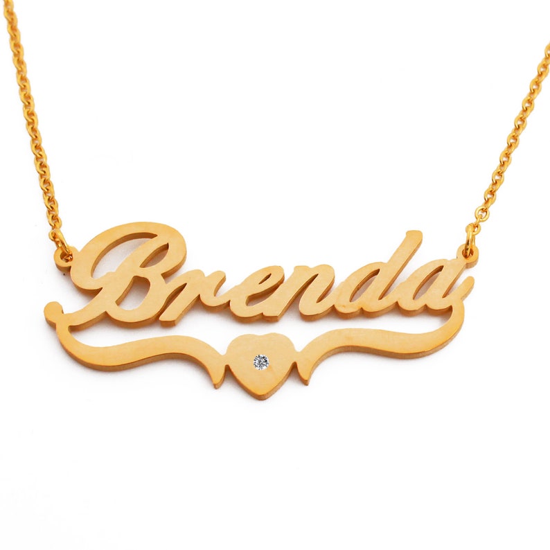 Brenda 18ct Gold Plated Heart Name Necklace Personalized Monogram Gifts ...
