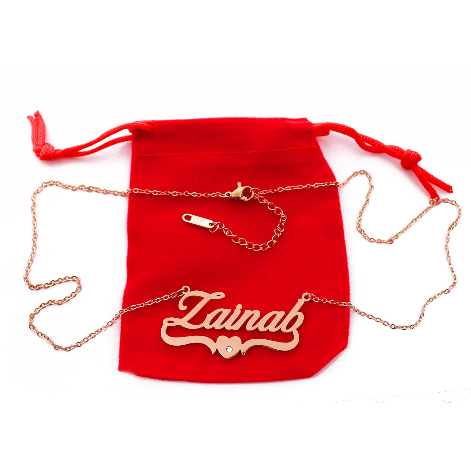 Zainab Name Necklace - Personalized Custom Made Heart Shaped - 18ct ...
