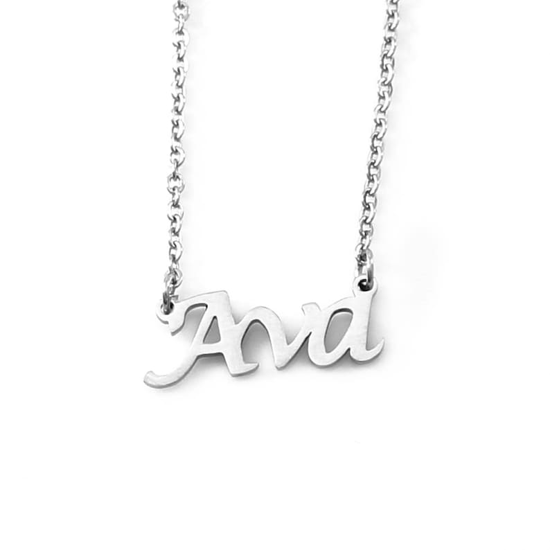 AVA Silver Tone Name Necklace Personalized Jewelery Free - Etsy Israel