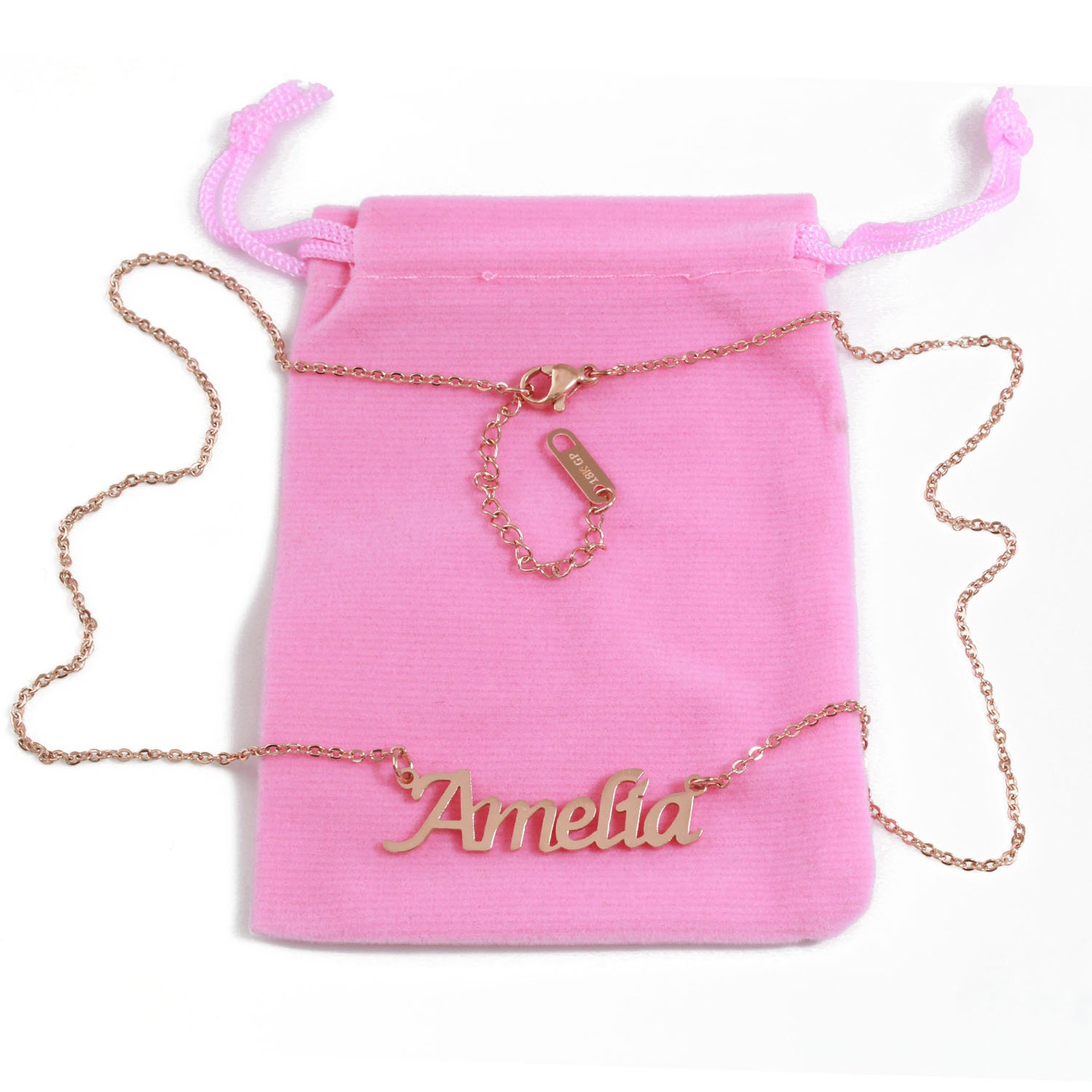 AMELIA Rose Gold Personalized Name Necklace Free Gift Box - Etsy