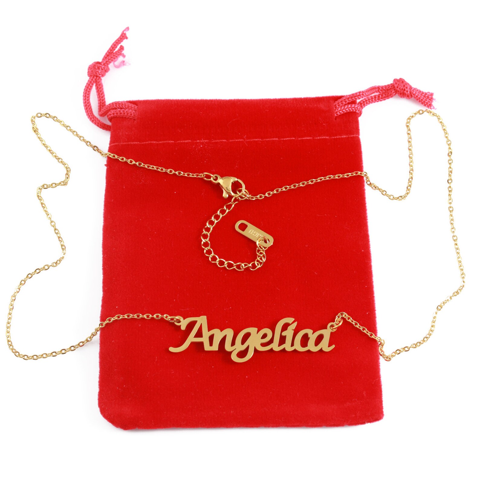 Angelica Name Necklace 18ct Gold Plated Free Gift Box & | Etsy