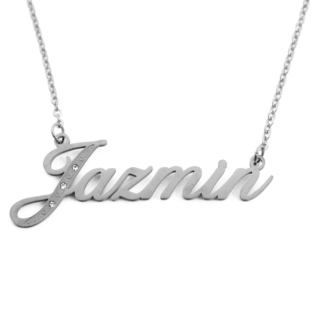 Jazmin Name Necklace Italic Personalized Jewellery Gold, Silver Tone ...