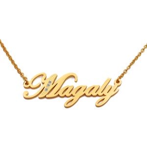 Magaly Gold Tone Name Necklace With Crystals | Personalized Jewelry ...