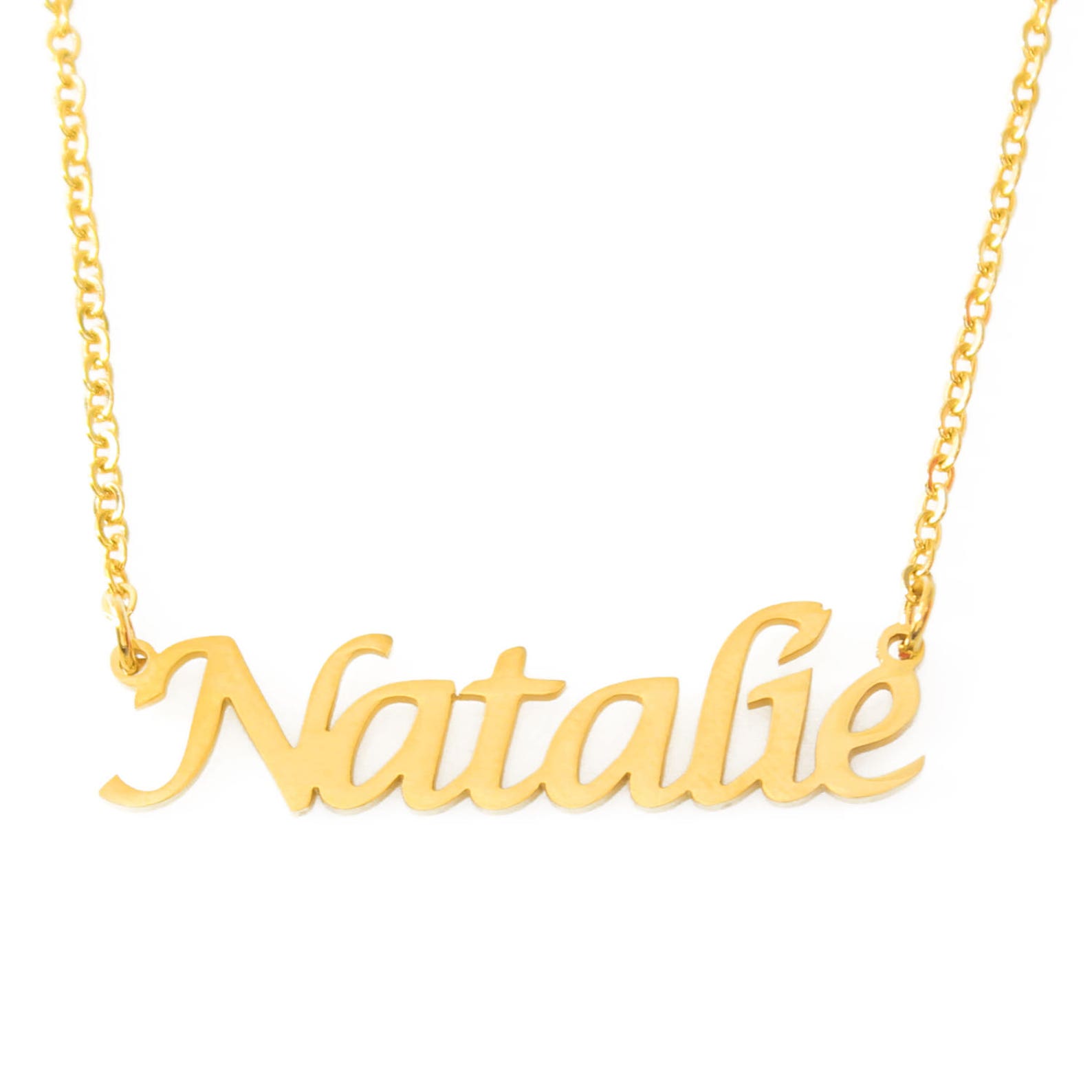 Name Necklace Natalie 18ct Gold Plated- Personalized Jewellery-free ...
