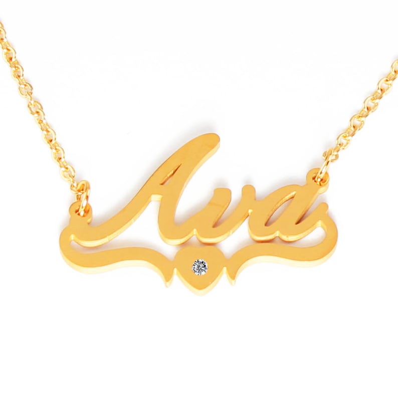 AVA Personalized Custom Made Heart Shaped Name Necklace | Etsy