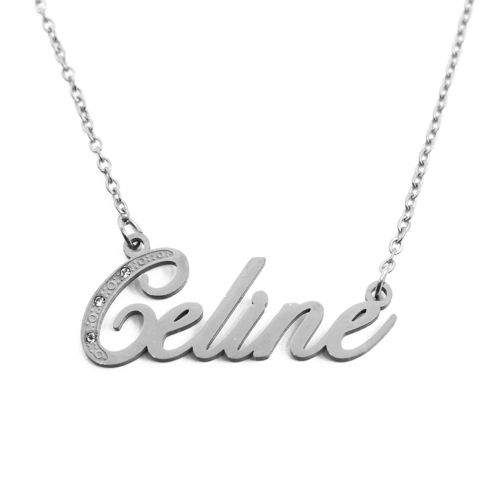 Celine Name Necklace Italic Personalized Jewellery Gold, Silver Tone ...