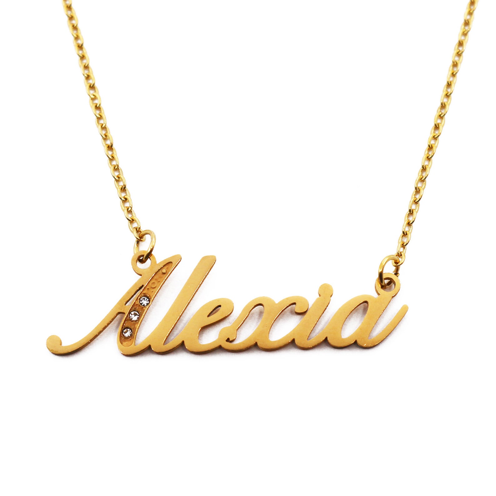 Alexia Name Necklace Italic Personalized Jewellery - Etsy