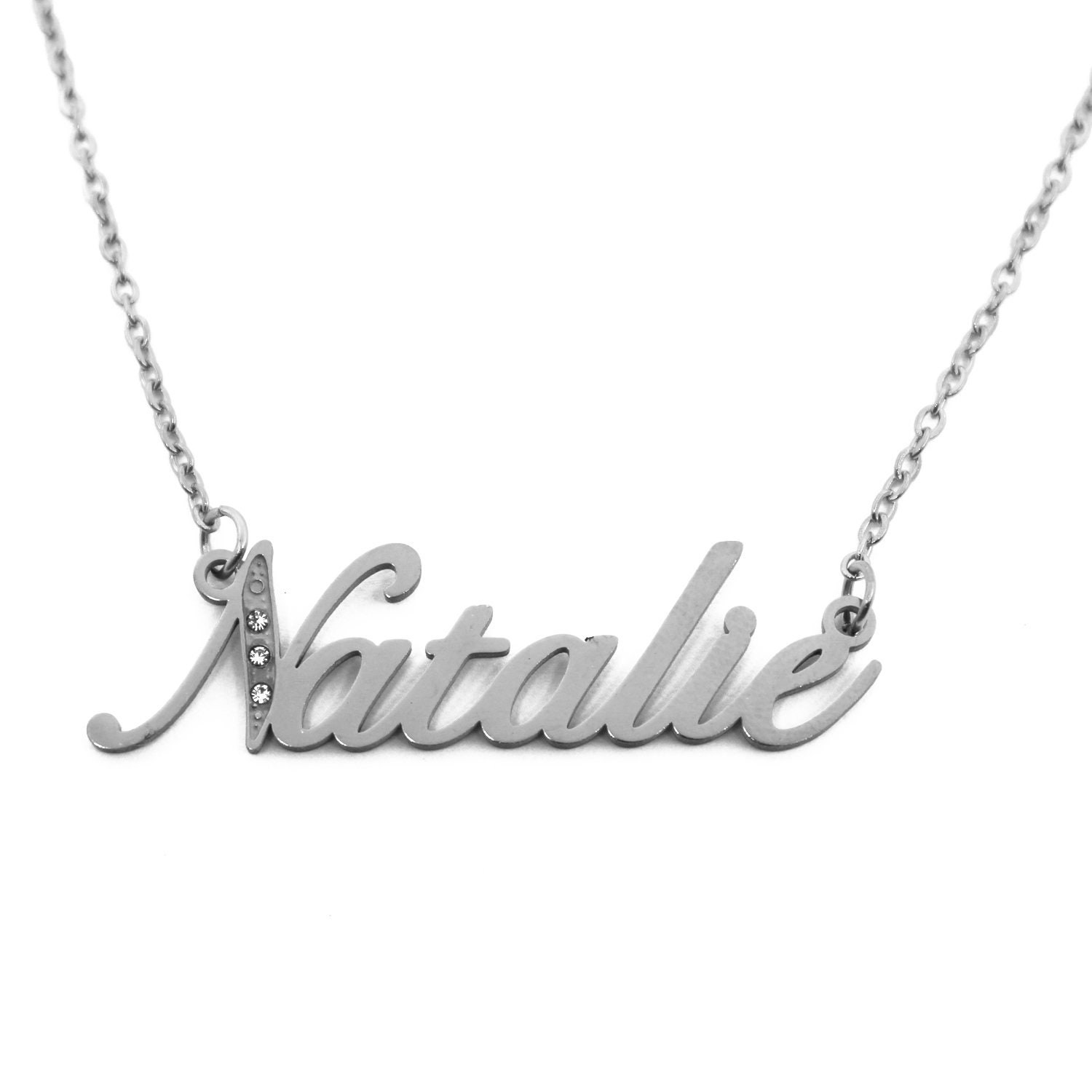 Natalie Name Necklace Italic Personalized Jewellery Gold Tone, Silver ...