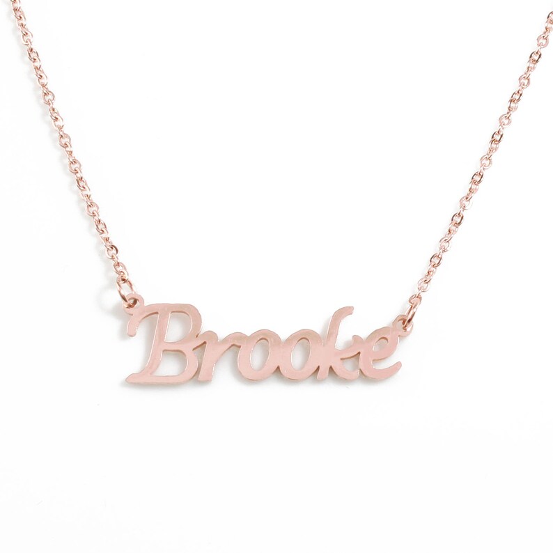 BROOKE Rose Gold Personalized Name Necklace Free Gift Box & Bag - Etsy