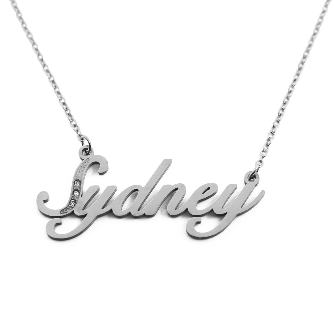 Sydney Name Necklace Italic Personalized Jewellery Gold Tone, Silver ...