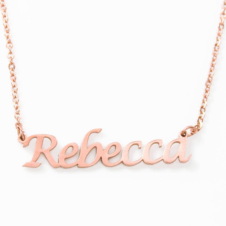 REBECCA Rose Gold Name Necklace Personalized Jewellery - Etsy
