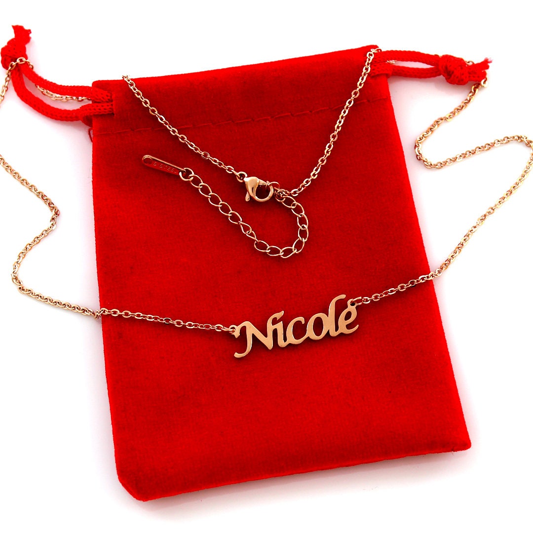 NICOLE Rose Gold Name Necklace Personalized Jewellery - Etsy