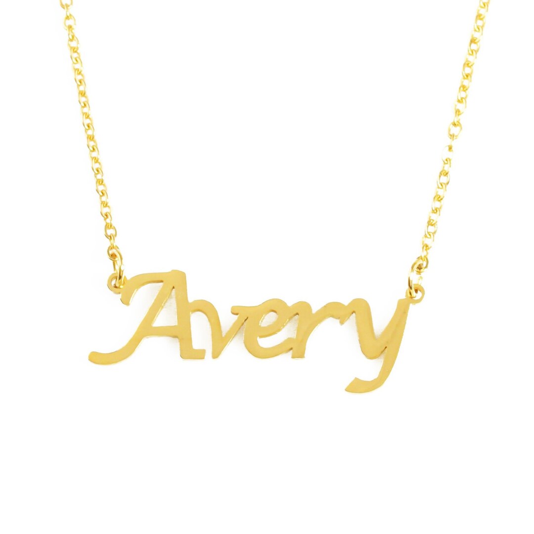 Avery- 18ct Personalised Name Necklace - Rose Gold/gold/silver - Free ...