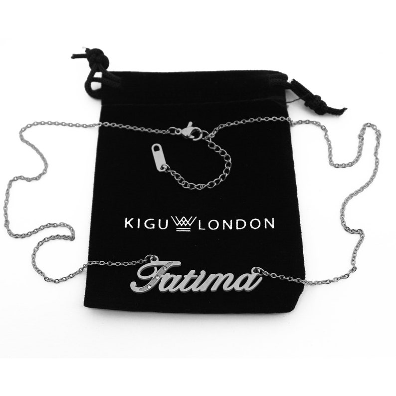 Fatima Name Necklace Italic Personalized Jewellery Gold, Silver Tone ...