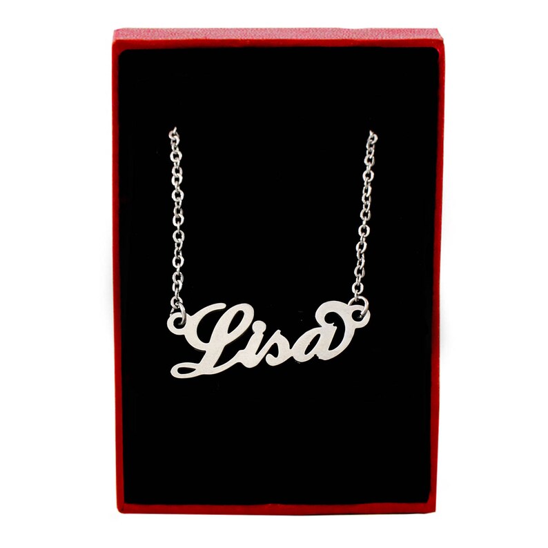 LISA Italic Silver Tone Name Necklace Personalized | Etsy
