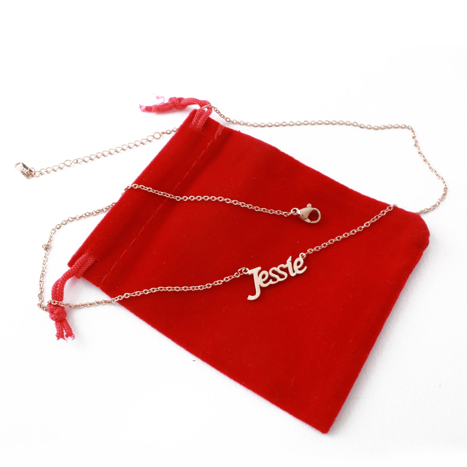 JESSIE Name Necklace Rose Gold/gold/silver Tone Free Gift Box & Bag ...