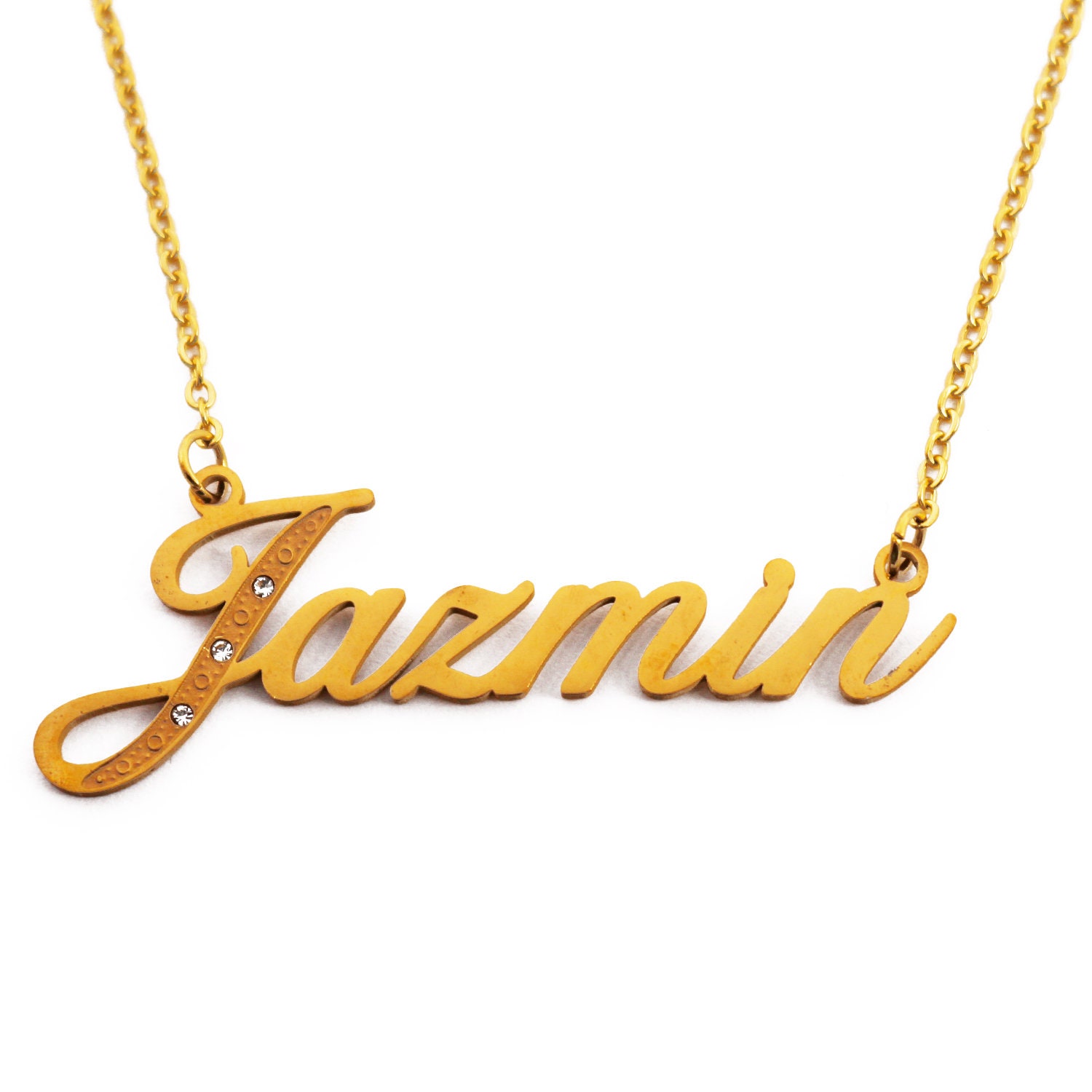 Jazmin Name Necklace Italic Personalized Jewellery Gold - Etsy
