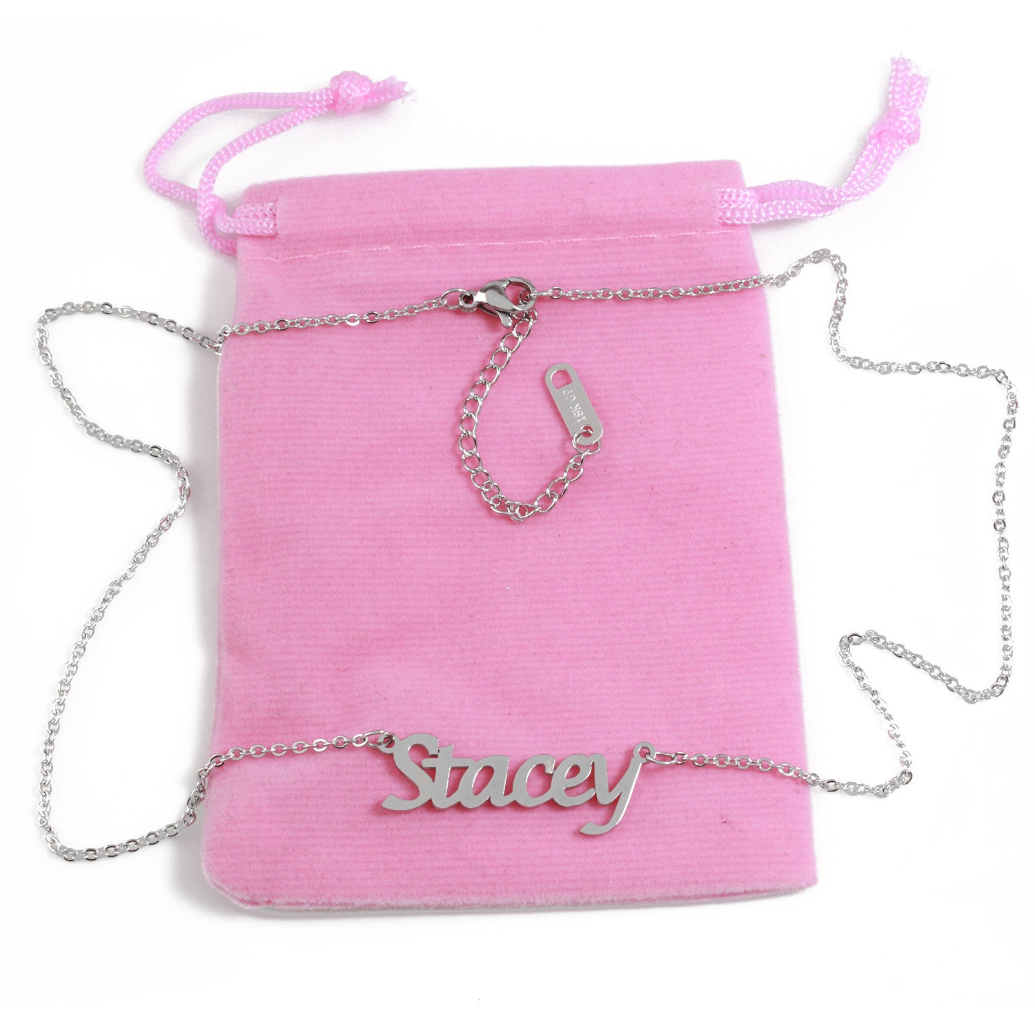 STACEY Silver Tone Name Necklace Personalized Jewelery - Etsy