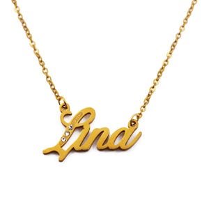 Name Necklaces With Crystals | 18k Gold Plated, Silver Tone, Rose Gold ...
