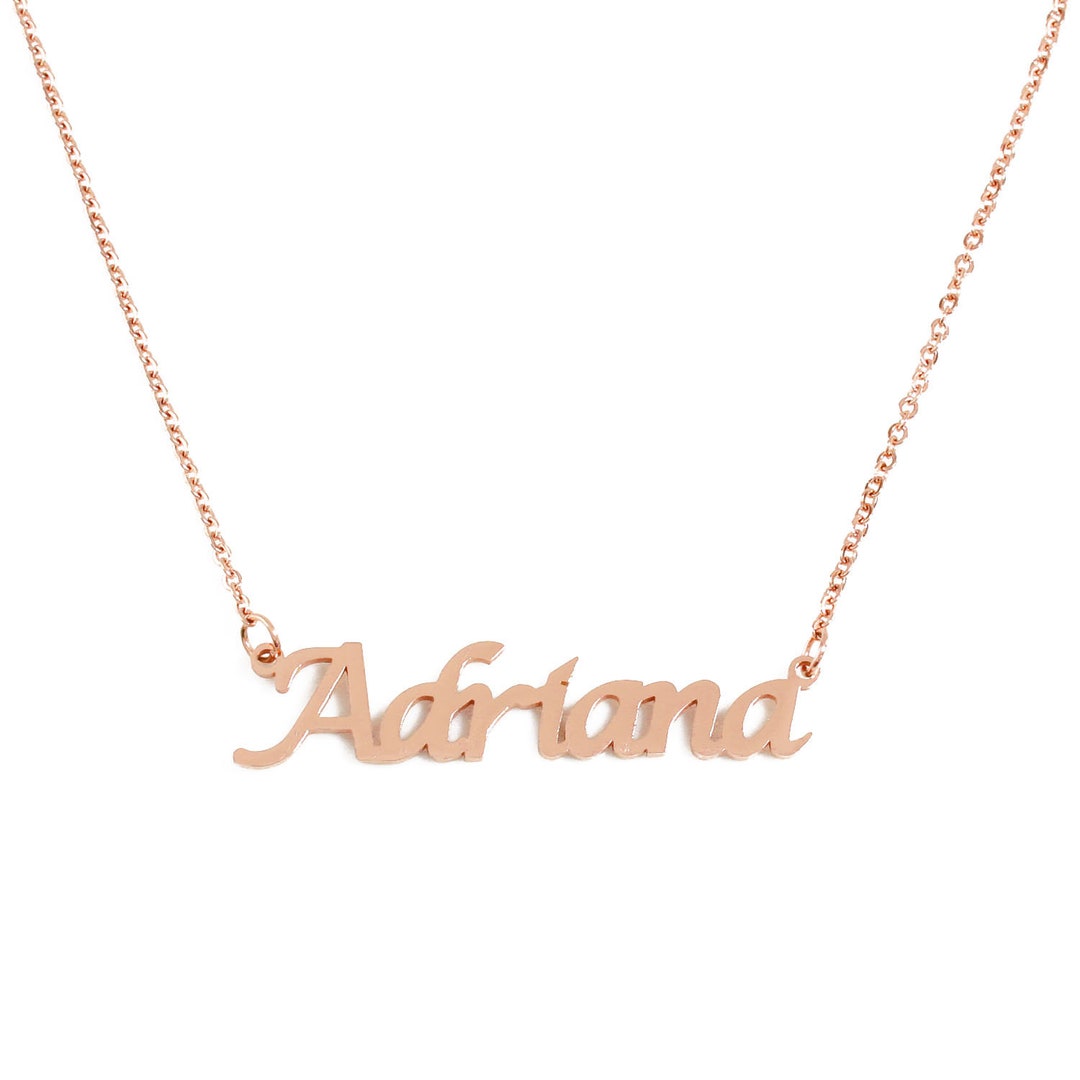 Name Necklace Adriana 18ct Rose Gold Plated-free Gift Box & Bag ...