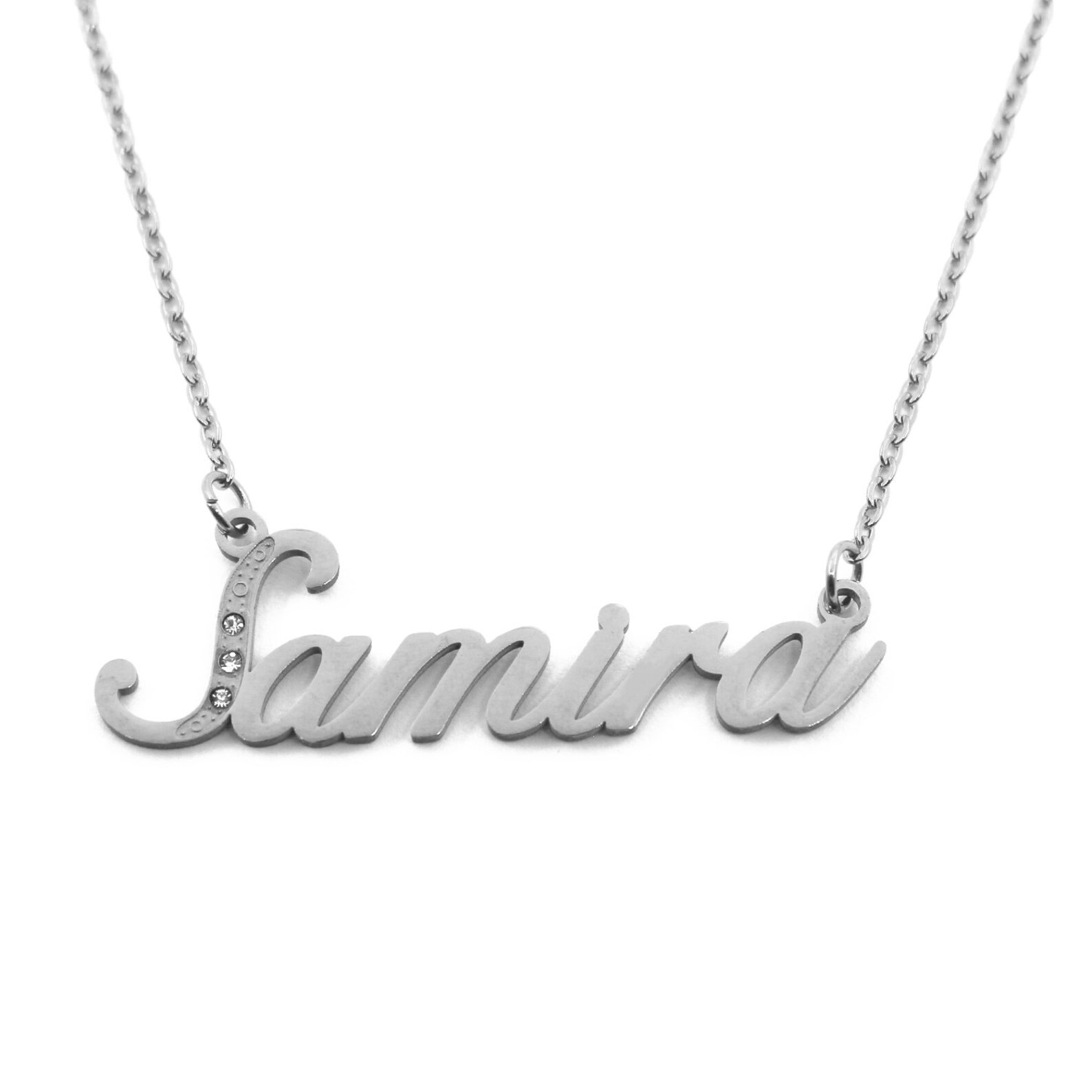 Samira Name Necklace Italic Personalized Jewellery Gold - Etsy