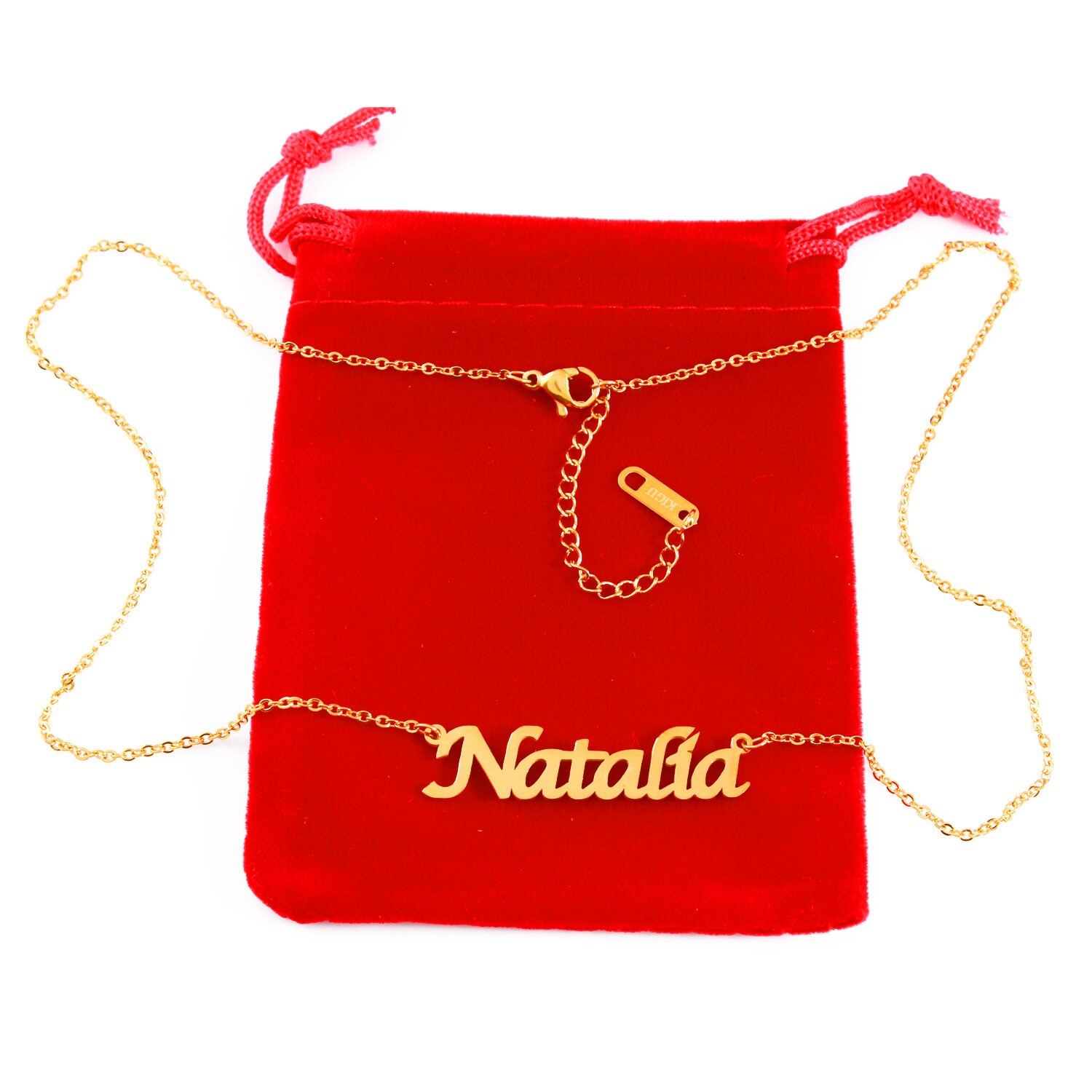 Name Necklace Natalia-18ct Gold Plated Personalized Necklace Custom ...