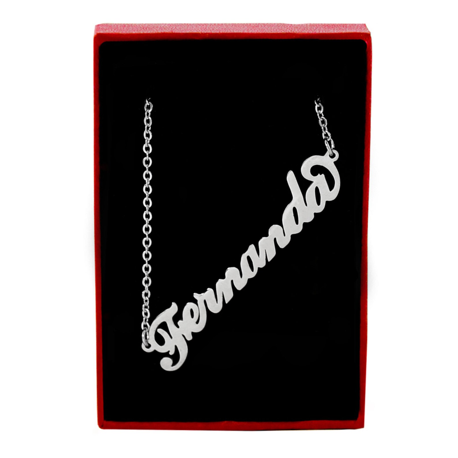 FERNANDA Italic Silver Tone Name Necklace Personalized Jewelery Free ...
