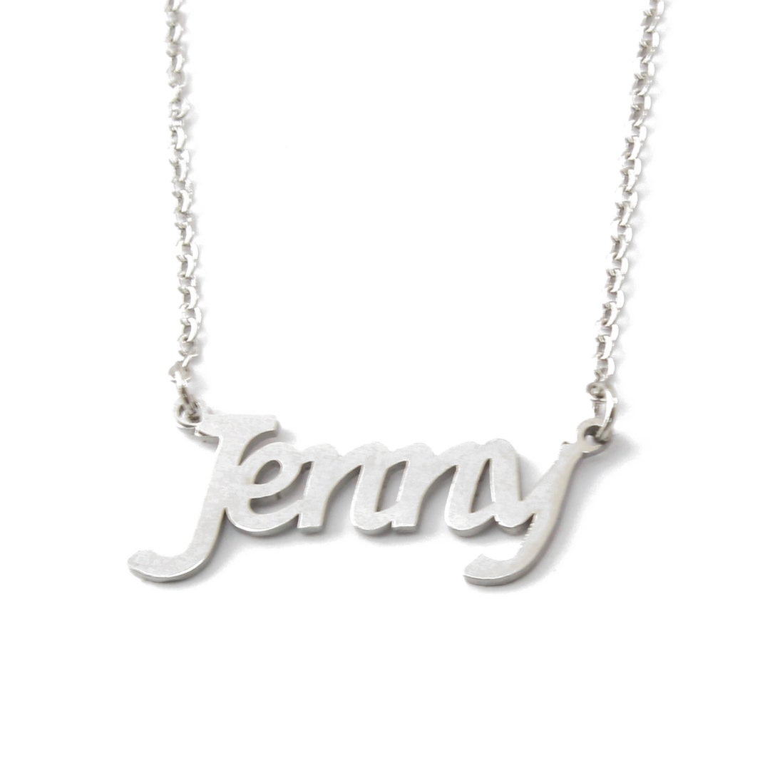 Jenny Silver Tone Name Necklace Personalized Jewellery Free Gift Box ...