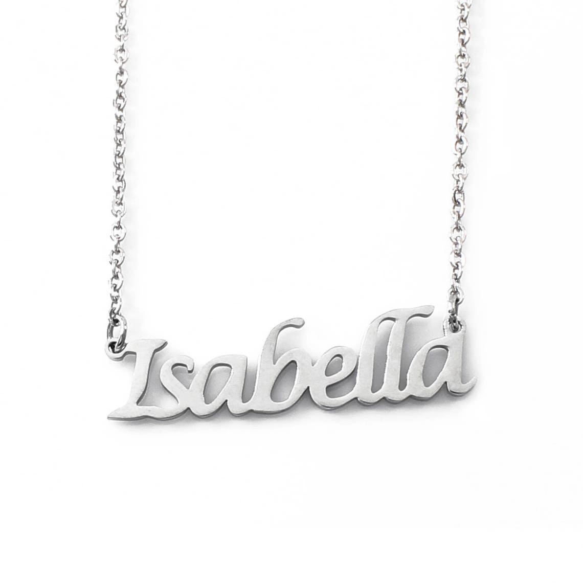 Name Necklace Isabella Silver Tone - Personalized Jewelery - Free Gift ...