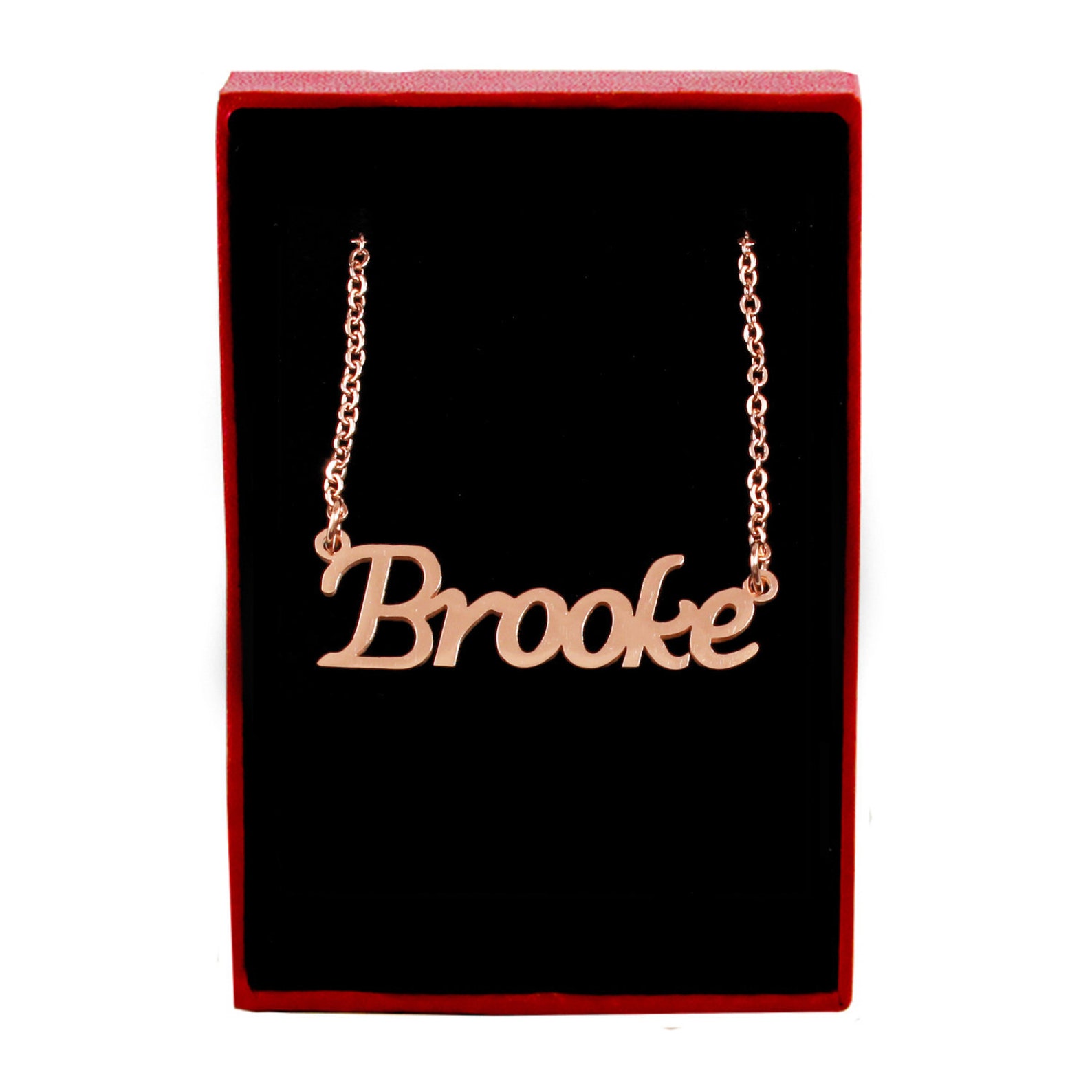 BROOKE Rose Gold Personalized Name Necklace Free Gift Box & Bag - Etsy