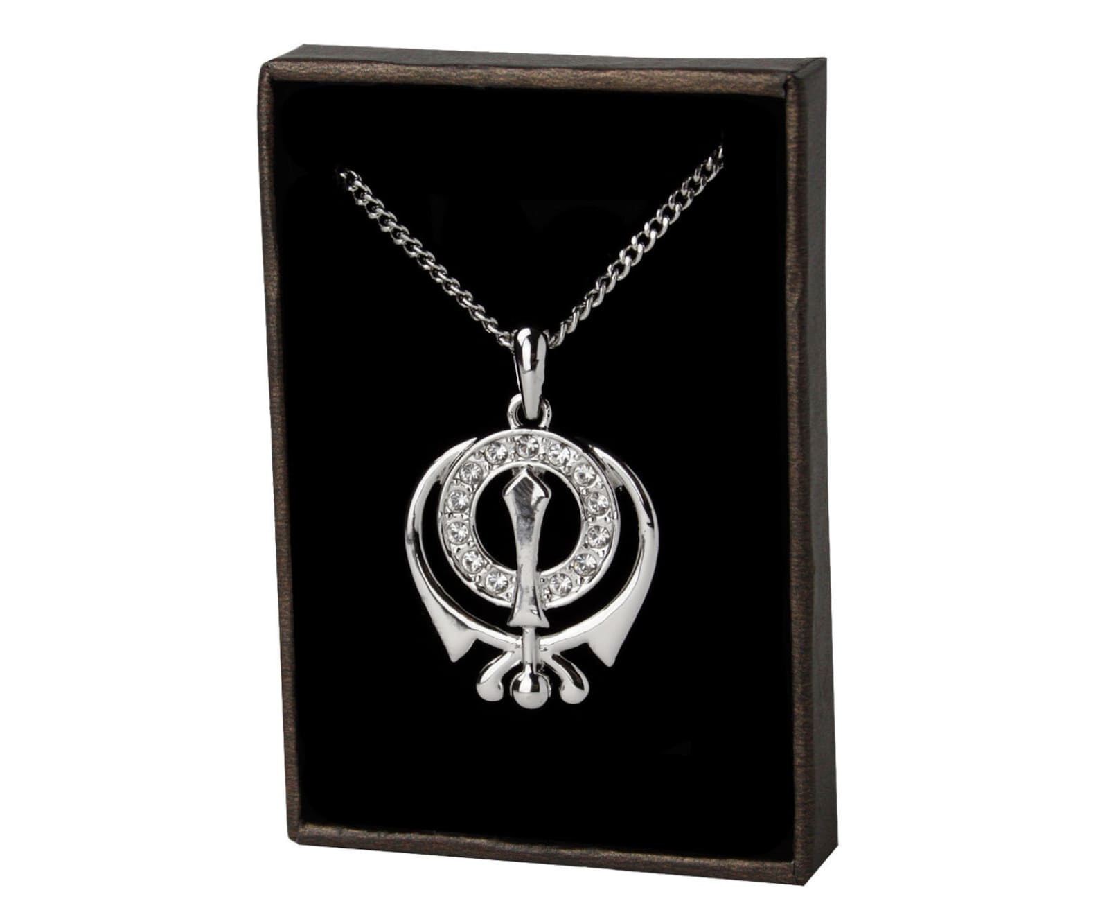 Khanda Symbol Pendant Chain Necklace 18k Gold Plated Family Friends ...