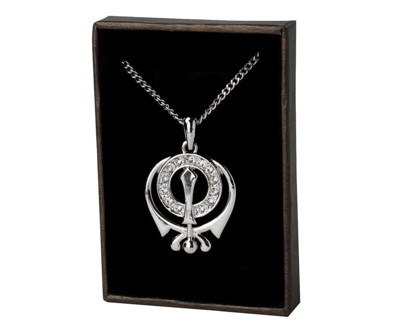 Khanda Symbol Pendant Chain Necklace 18k Gold Plated Family Friends ...