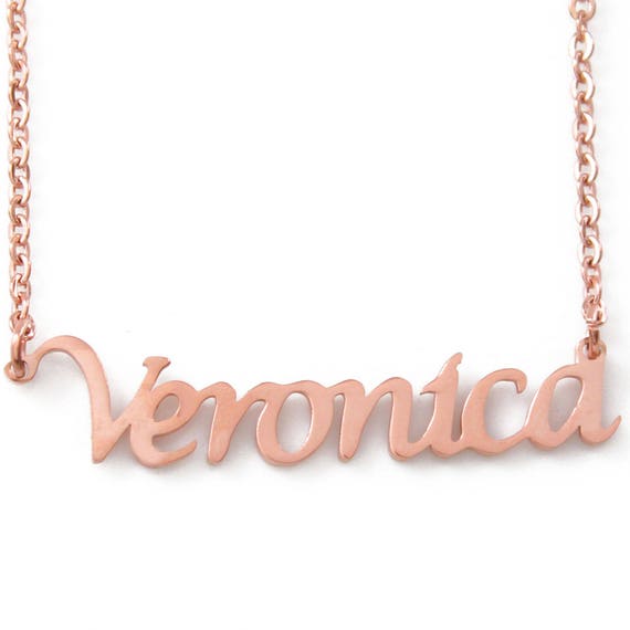 VERONICA Rose Gold Name Necklace Personalized Jewellery | Etsy