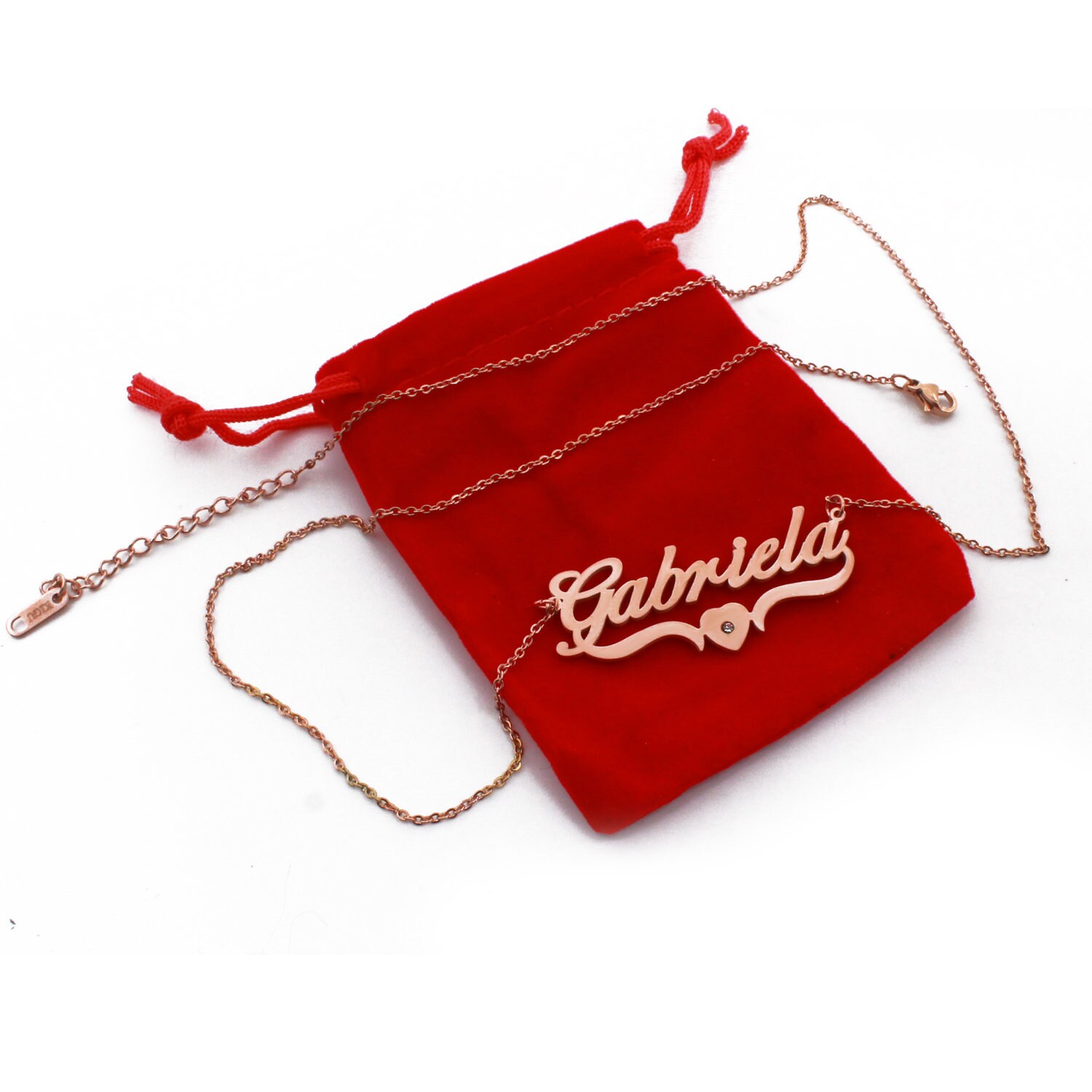 Name Necklace GABRIELA Personalized Custom Made Heart Shaped - Etsy
