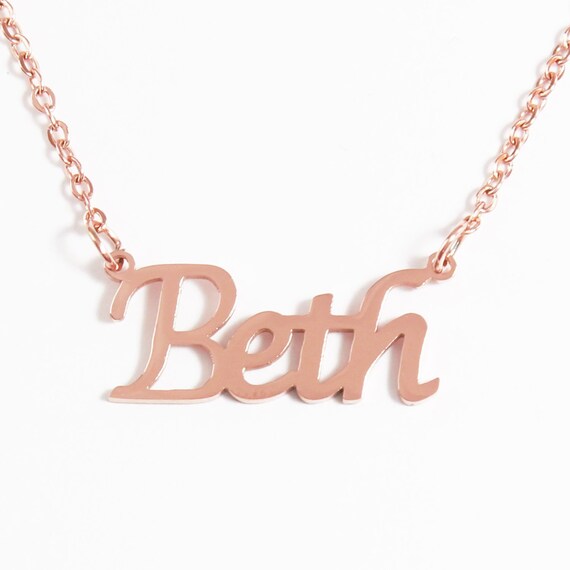 BETH collier prénom personnalisé 18k or Rose/or/argent | Etsy