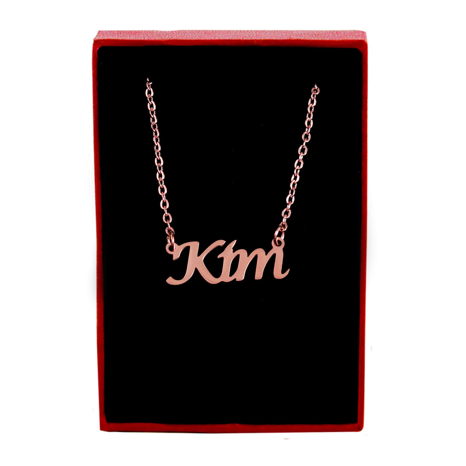 KIM Personalized Name Necklace 18k Rose Gold/gold - Etsy