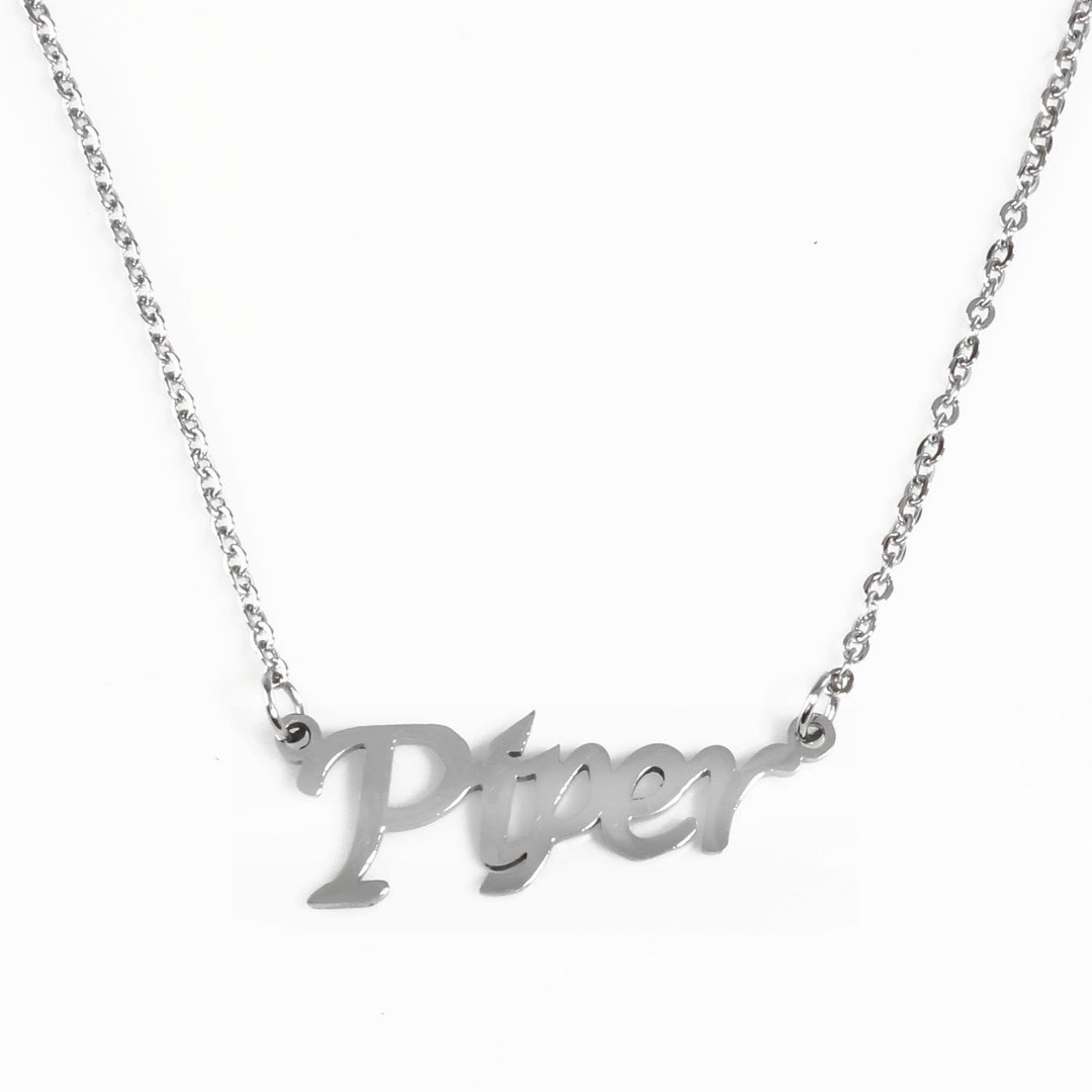 PIPER Silver Tone Name Necklace Personalized Jewelery Free Gift Box ...