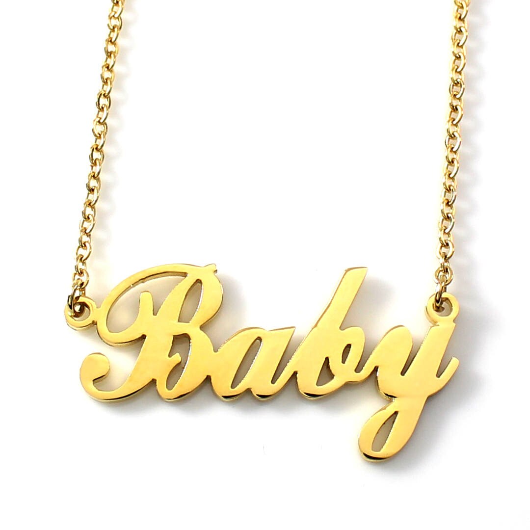 BABY Gold Tone Name Necklace Personalized Jewellery - Etsy