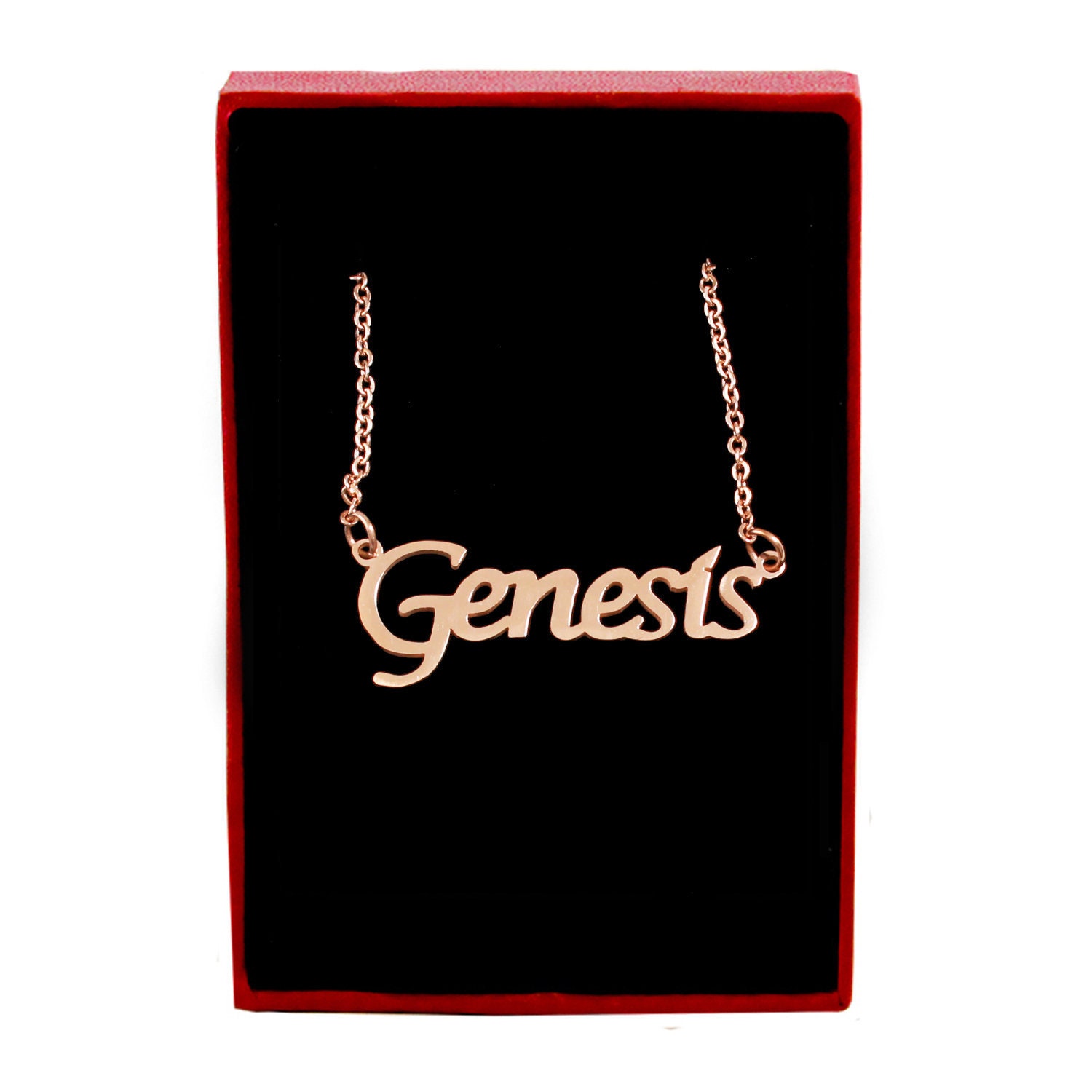 GENESIS Rose Gold Personalized Name Necklace Free Gift Box - Etsy