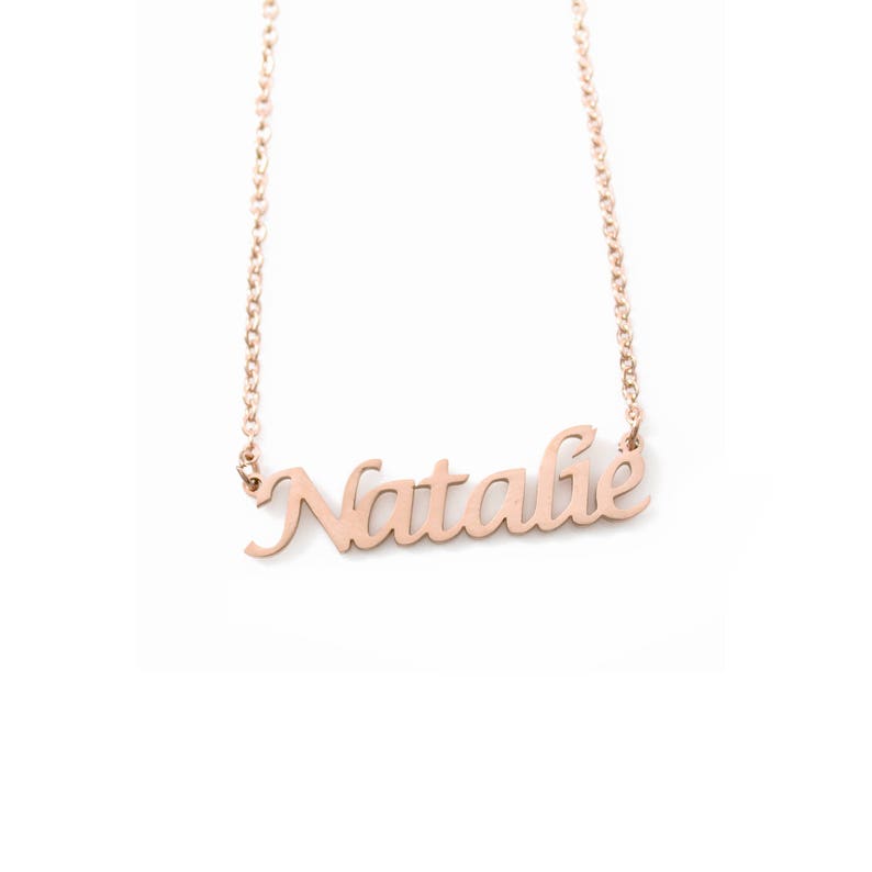 NATALIE Rose Gold Name Necklace Personalized Jewellery Free Gift Box ...