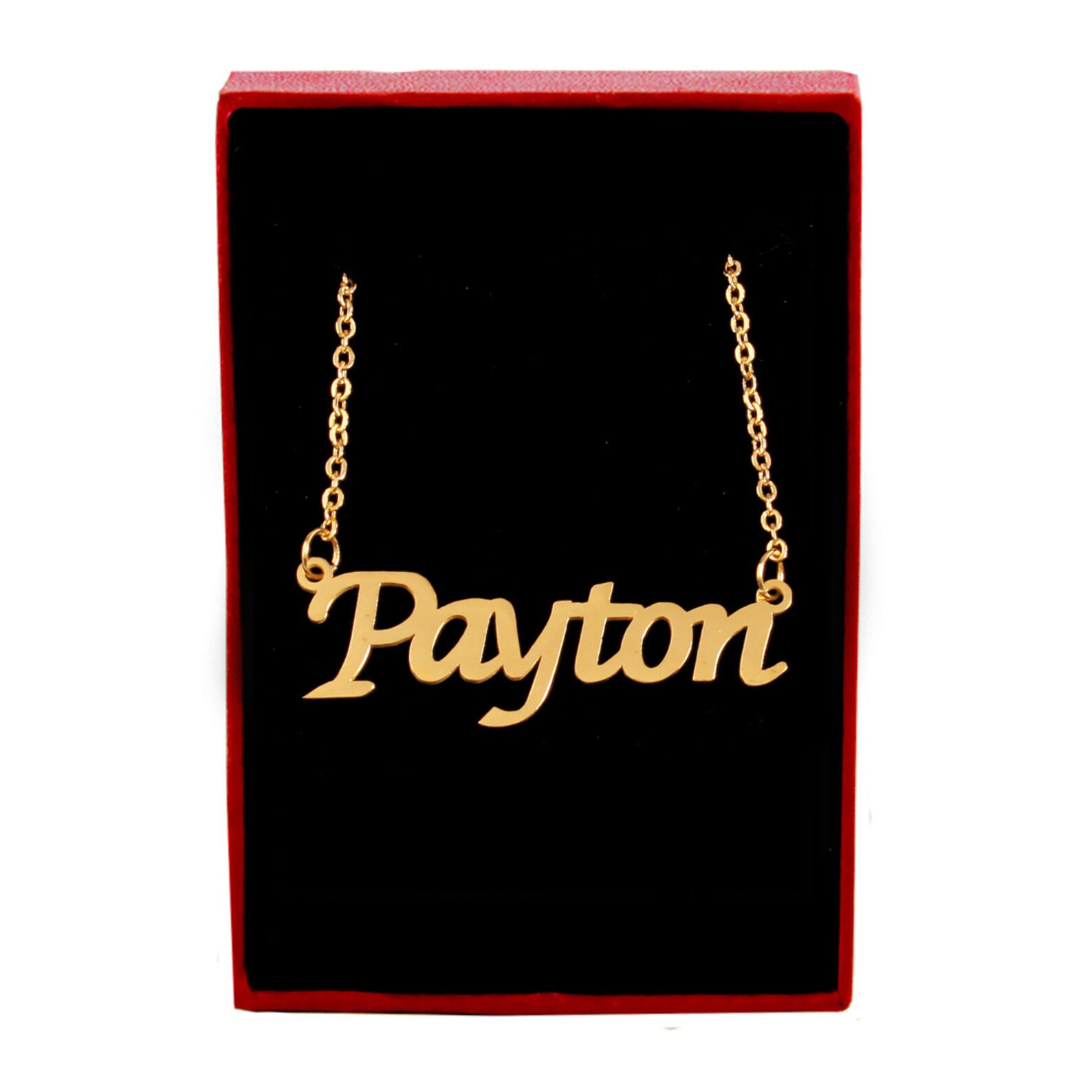 PAYTON Name Necklace Stainless Steel / 18ct Gold Plated Free Gift Box ...