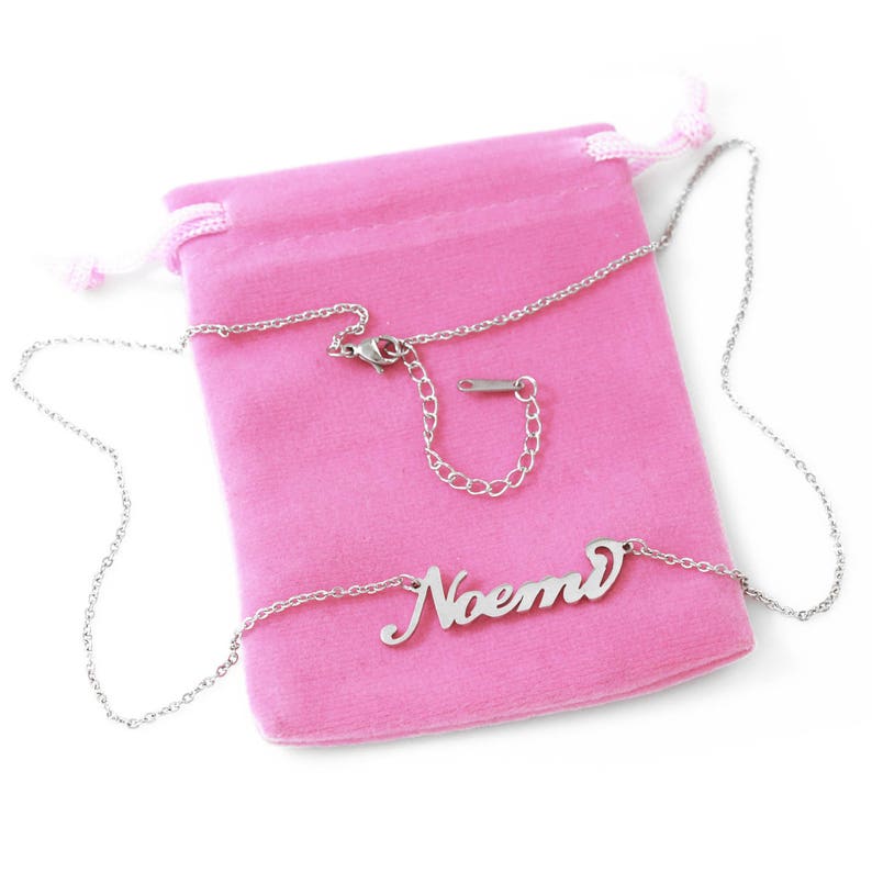 NOEMI - Italic Silver Tone Name Necklace - Personalized Jewelry - Free ...