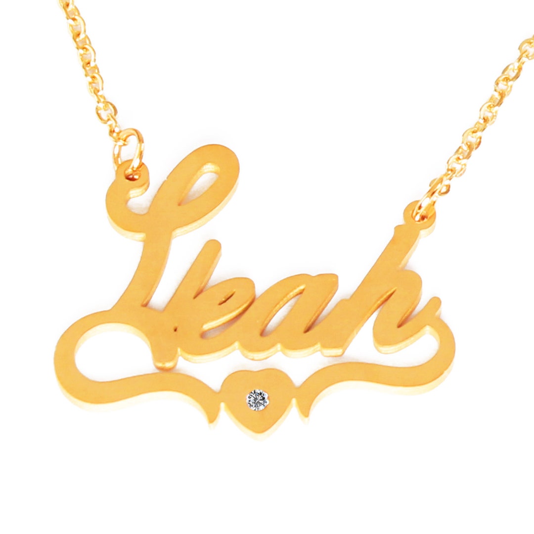 LEAH Personalized Custom Made Heart Shaped Name Necklace 18ct Gold ...