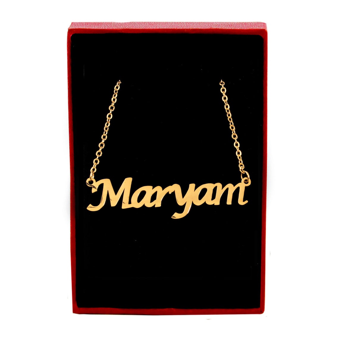 MARYAM - Name Necklace Stainless Steel / 18ct Gold Plated - Free Gift ...